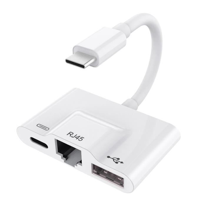RJ45 3 EN 1-Adaptateur Ethernet Lan USB Type-C vers RJ45, câble pour ...