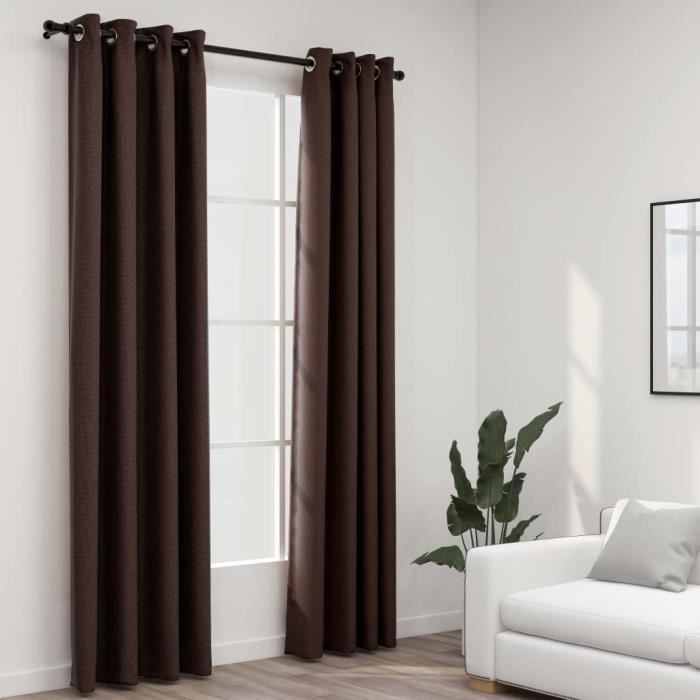 RAI Rideaux occultants Aspect lin avec œillets 2pcs Taupe 140x245cm ...