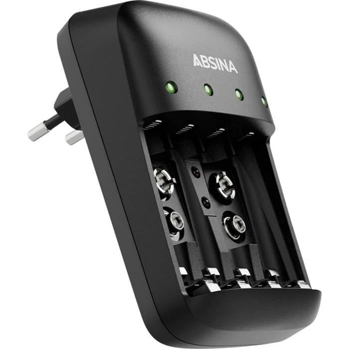 Chargeurs De Piles - Absina Chargeur Pile Rechargeable X4 Aa Aaa 9v ...
