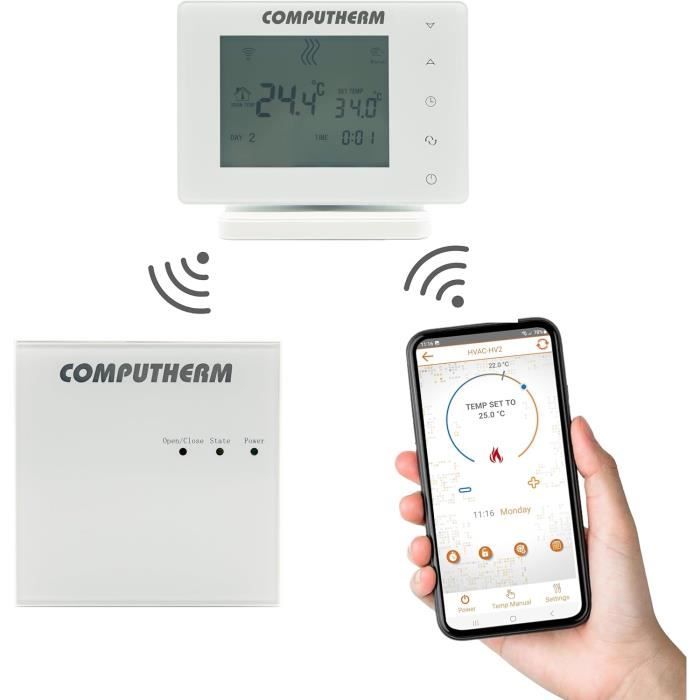 Thermostat Wi-Fi COMPUTHERM E400RF - Contrôle sans fil via Internet - Pour chauffage et ...