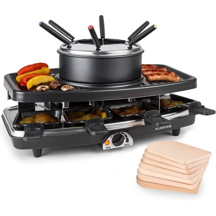 TJS-Klarstein Appareil a Raclette et Fondue 3-en-1 Machine a Raclette ...