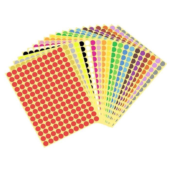2880Pcs 10mm Gommettes Autocollantes Rondes, Couleur Codage Étiquettes ...