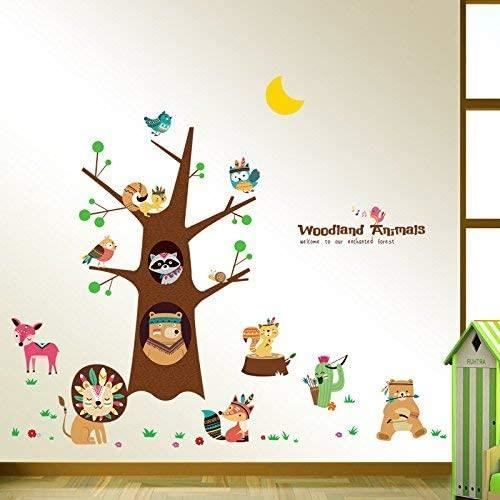 LING YUN CoLtd Dessin Animé Mignon Animaux Indiens Arbre Stickers ...