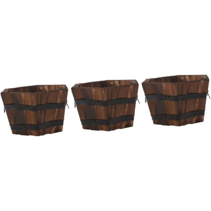 3 Pièces Pot De Fleurs En Bois Décorations Pots De Fleurs En Bois Pot ...