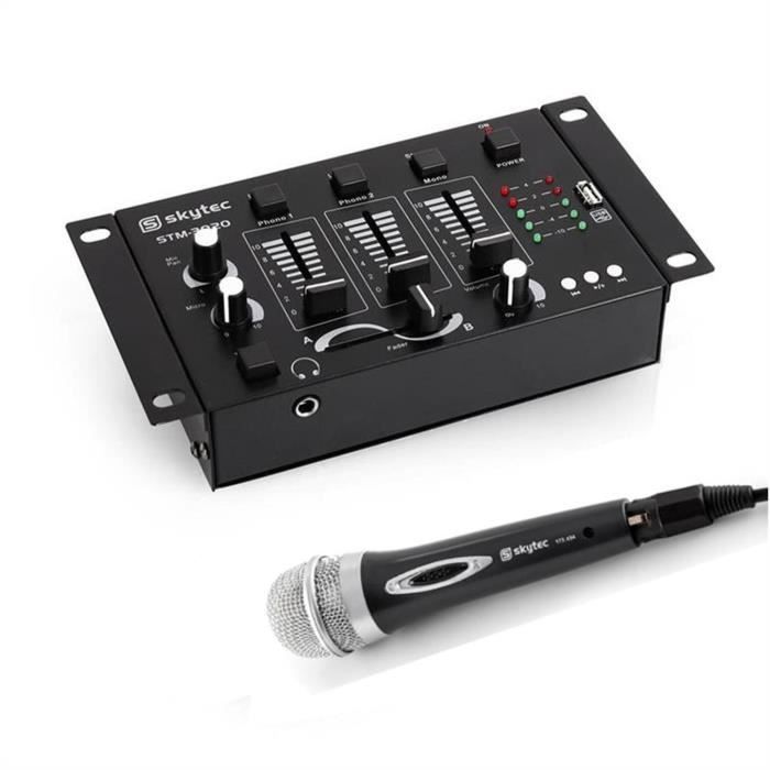 Skytec Mini DJ Set mixer 2-3 canaux, micro dynamique - Cdiscount TV Son ...