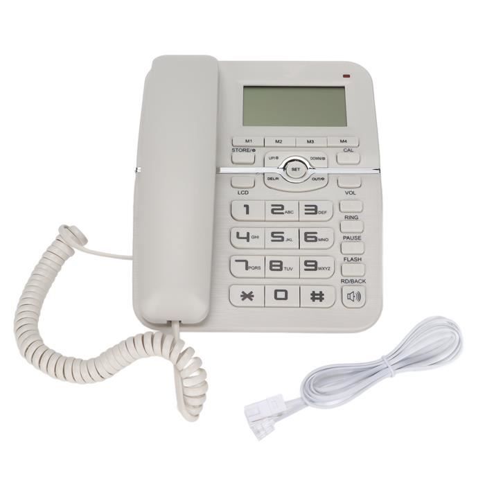 Fdit Ligne fixe filaire Téléphone filaire de bureau à numérotation rapide 4 mains libres avec ...