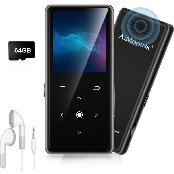 Lecteur MP3 - AiMoonsa - 64 Go - Bluetooth 5.2 - Haut-Parleur HD - Son ...