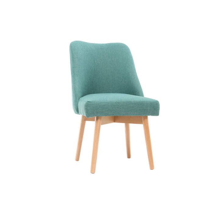 Miliboo - Chaise scandinave tissu bleu turquoise pieds bois clair LIV ...
