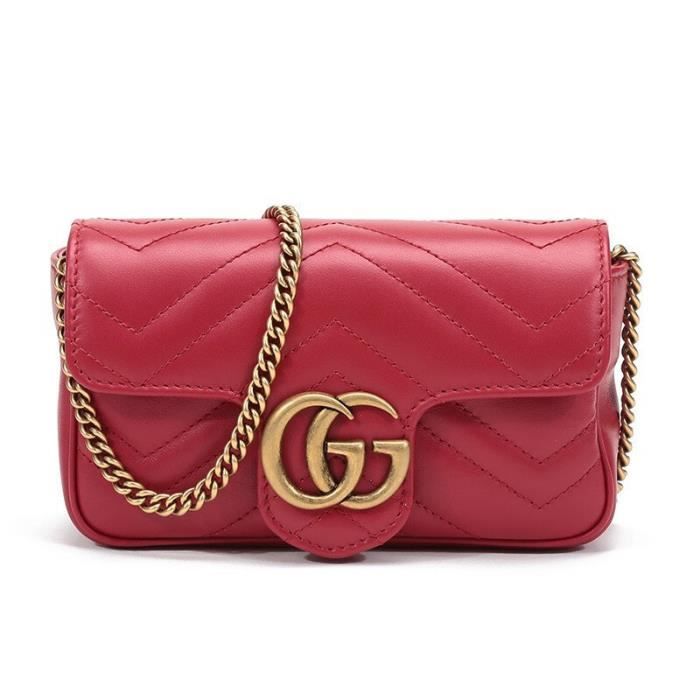 Sac bandoulière en cuir série GG Marmont pour femme - GUCCI - 476433 ...