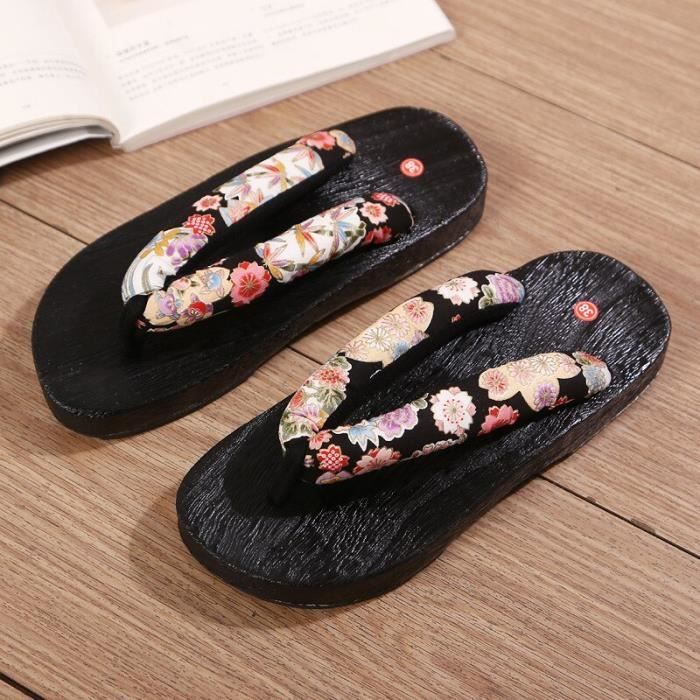Tong - Style japonais - Hommes - Floral - Plateforme - Blanc ...