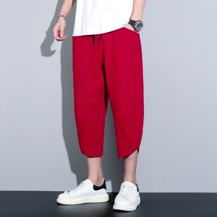 Short Homme Lin fin et lâche en coton lin de haute qualite respirant ...