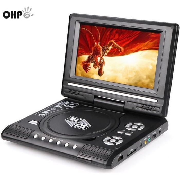 Lecteur DVD portable OHP 9.8" LCD - Compatible avec AVI EVD DVD - Noir ...