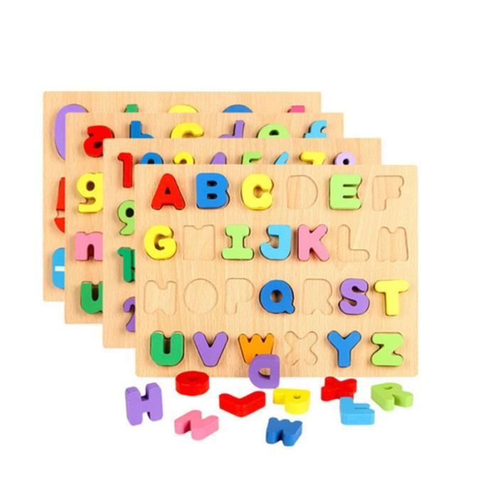 1 Set en bois de A à Z Alphabet Casse-tête Jouets cognitifs ...