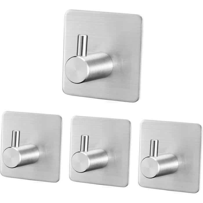 4 Pièces Crochet Adhesif Mural En Acier Inox, Crochets Adhésifs Muraux ...