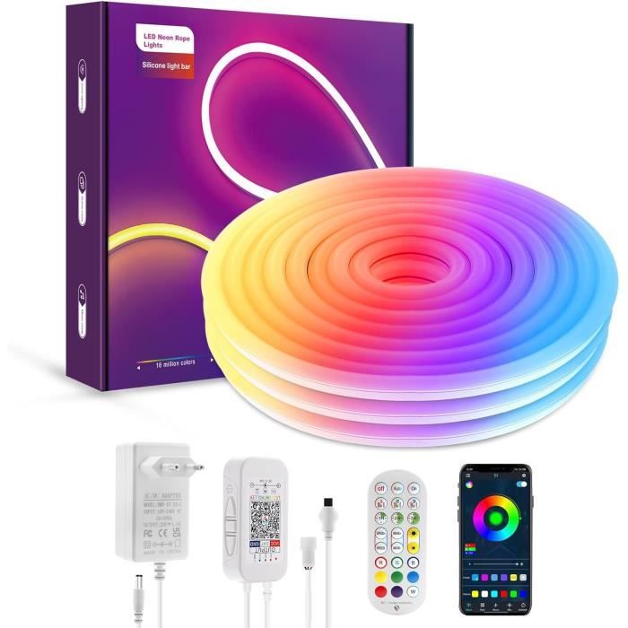 3M Rgbic Neon Ruban Led, Ip65 Idéal Pour Ruban Mural Gaming Bande Led Exterieur Avec ...