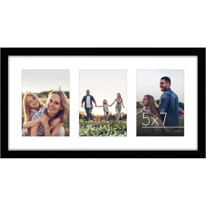Cadre Photo Noir 25x50 cm avec Affichage de 3 Cadres Photos 12x17 cm ...