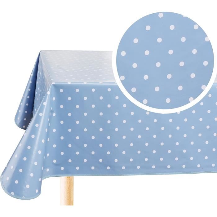 Nappe Toile Cirée Pvc Rectangulaire 140 X 240 Cm Petit Pois Bleu Gris ...
