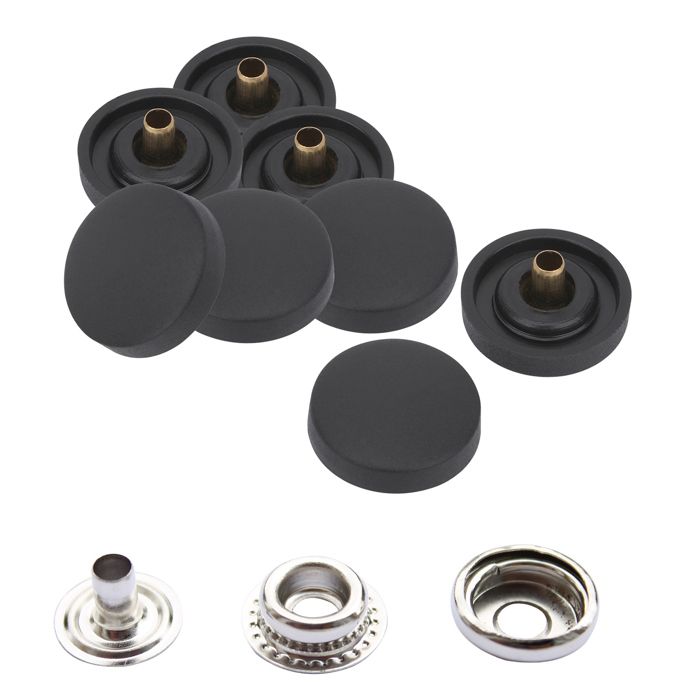 Bouton Pression 15mm argent avec Capuchon en Plastique noire Fermetures ...