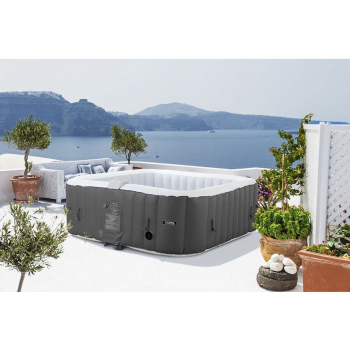 Spa gonflable "RIVIERA" en PVC - 6 places - Gris/blanc - Cdiscount Jardin