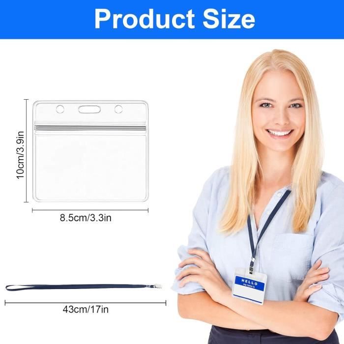 Lot de 20 porte-badges en plastique transparent avec 20 cordons ...