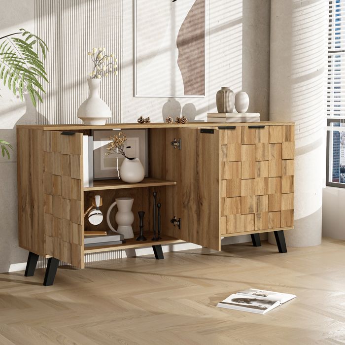 Buffet Salon et Cuisine, Design Moderne avec 4 Portes, Meuble Chambre ...