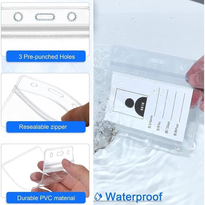 Lot de 20 porte-badges en plastique transparent avec 20 cordons ...