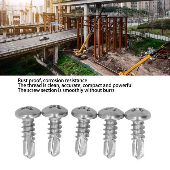 Vis en acier inoxydable - 200 pcs vis autoperceuses M4.2x13mm 410 vis autotaraudeuses à tête ...