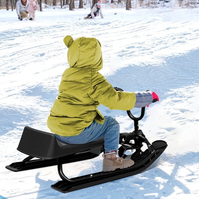 Luge Enfant avec Volant et Frein - Luge Bob Siège en PP - Amortisseur ...
