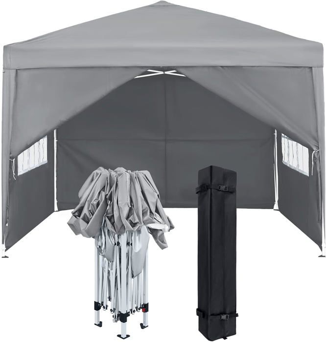 FIVMEN Tonnelle pliable 2,5 x 2,5 m avec panneaux latéraux et fenêtres ...