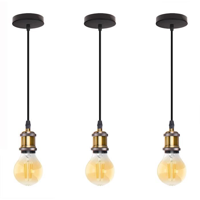 U-Do LOT DE 3 Lustre Suspension style Vintage Lampe en Fer Rétro Lustre ...