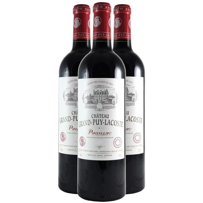 Château Grand-Puy-Lacoste 5ème Grand Cru Classé Rouge 2020 - Lot de 3x75cl - Vin Rouge de ...