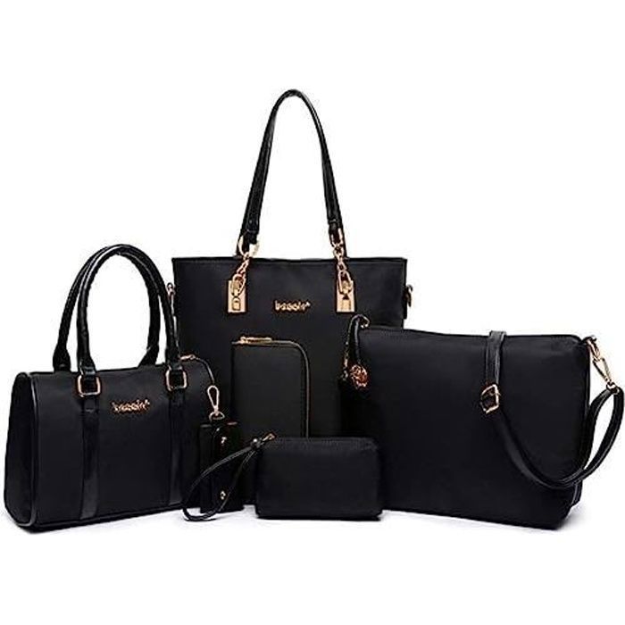Femmes Mode 6Pcs Bag Set PU Cuir Sac Portés Main + Fourre-Tout + Sac à ...