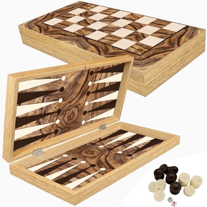 Tavla Backgammon Set D'Échecs En Bois De Luxe Olive Au Format Xxl 48 X ...