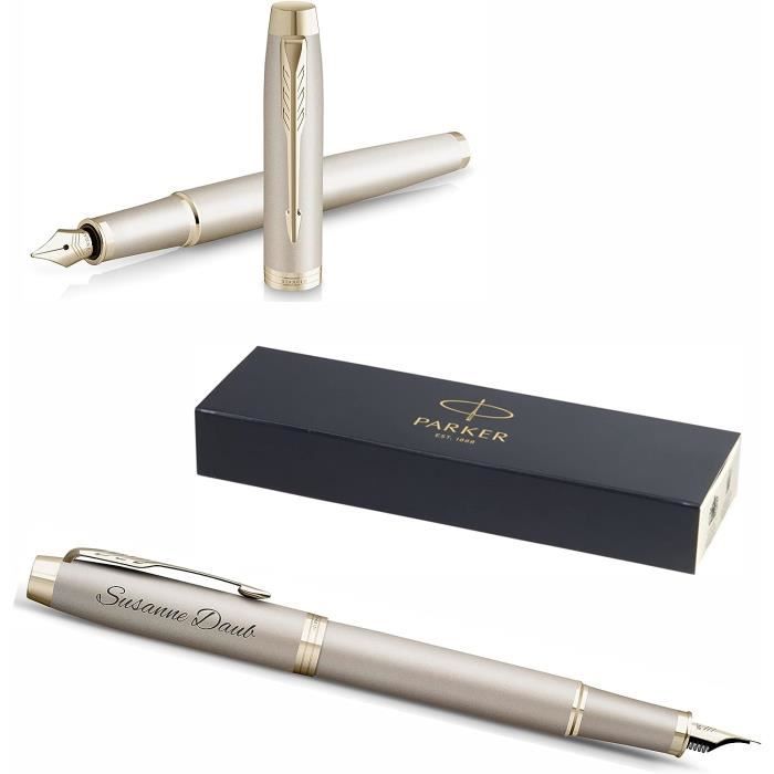 Stylo-Plume Monochrome Avec Gravure|Stylo De Qualité Supérieure|Boîte Cadeau|Cartouche Bleue ...