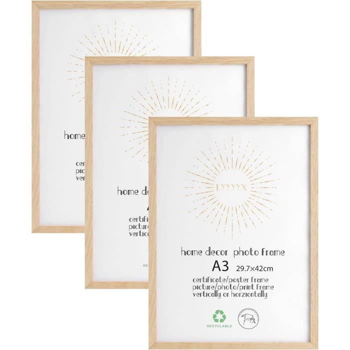 Cadres Photo A3 Bois Lot De 3 - [MARQUE] - [p620] - Chêne Naturel ...