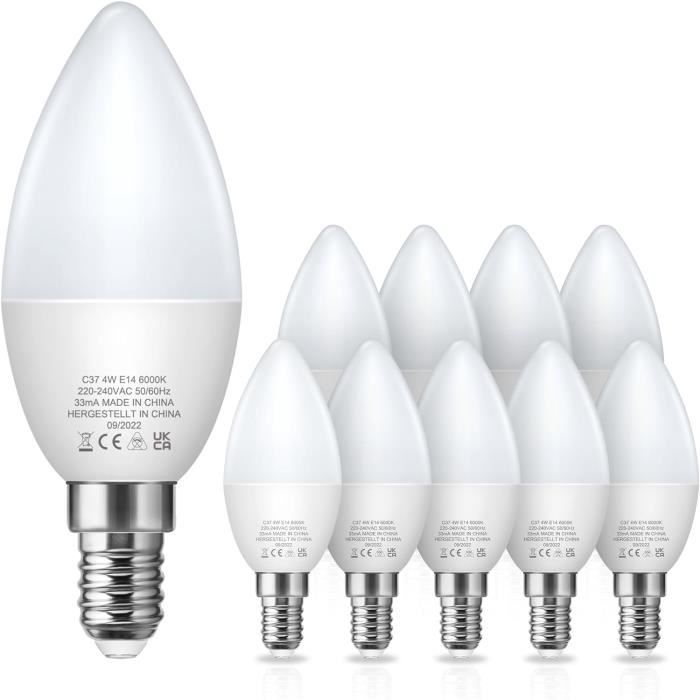 Ampoule LED E14,E14 Bougie Led,3.5W Équivalent Ampoule Incandescente 35W,Blanc Froide 6000K ...