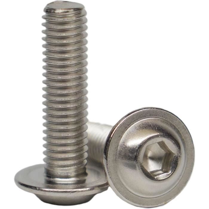 Lot De 20 Vis À Tête Bombée M8 X 25 Mm Avec Six Pans Creux Et Bride \U2013 Acier Inoxydable Va ...
