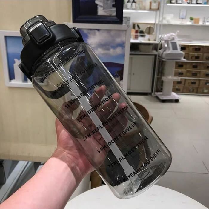 Gourde,Bouteille d'eau de grande capacité 2 litres avec marqueur de ...