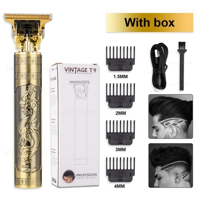 Boîte de dragon Tondeuse à cheveux électrique T9 sans fil, rasoir de barbier rechargeable par ...