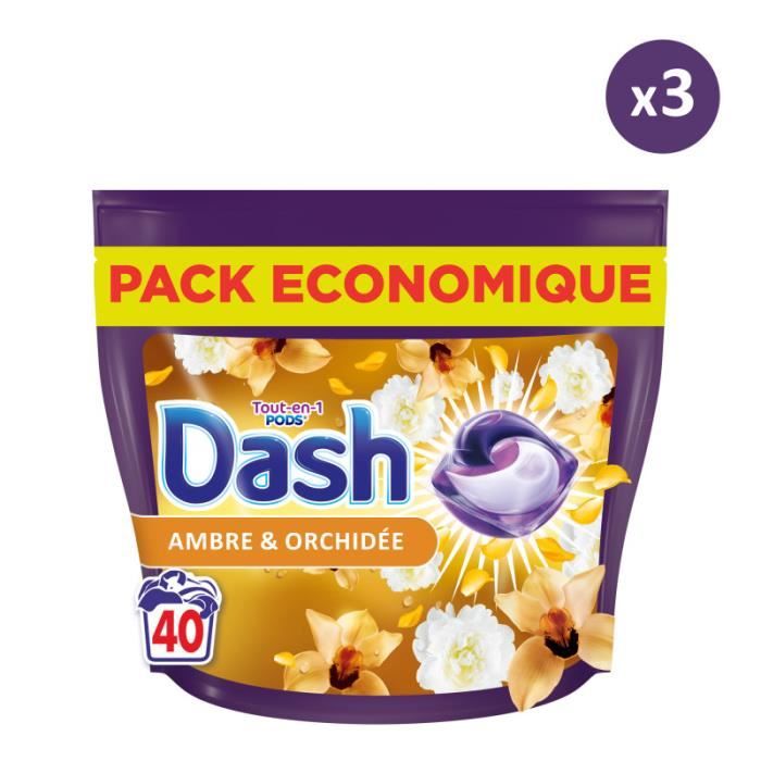 3x40 Pods Tout-en-1 Ambre Et Orchidée, Lessive en Capsules Dash ...