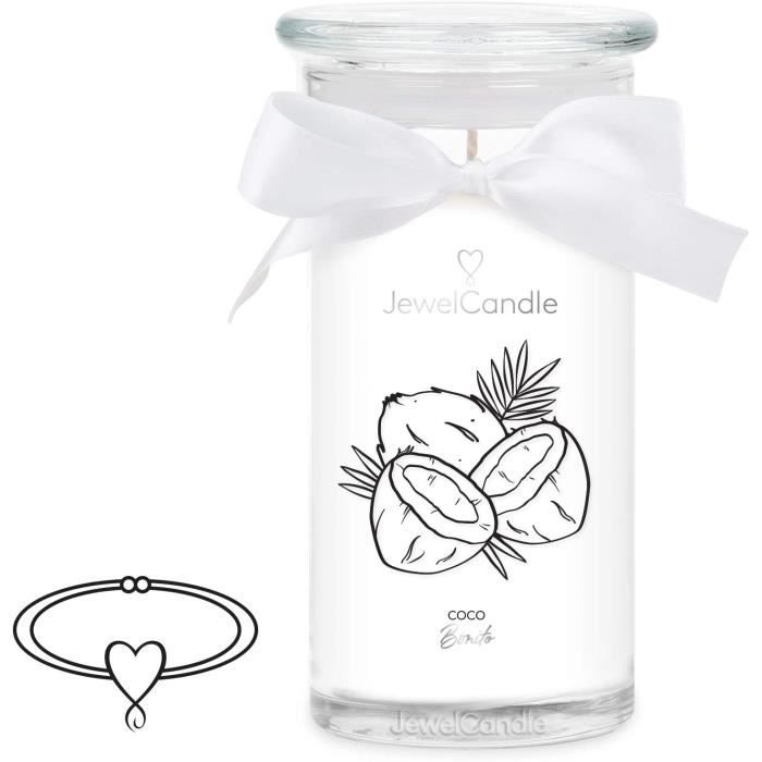 Jewelcandle Coco Bonito jarre (1020g) blanc bougie parfumée (Noix de ...