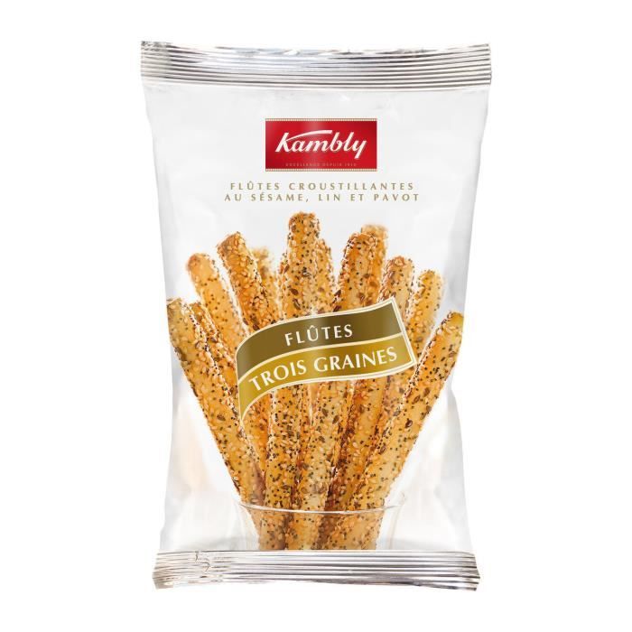 LOT DE 4 - KAMBLY - Flûtes Trois Graines Biscuits apéritifs - paquet de ...