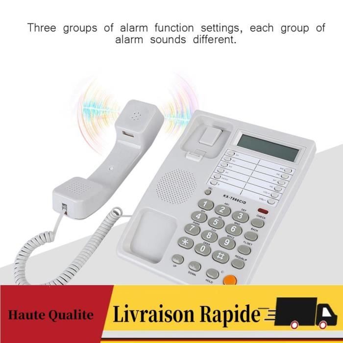Qiilu Téléphone fixe filaire avec affichage de l'identification de l'appelant et dual DTMF/FSK ...