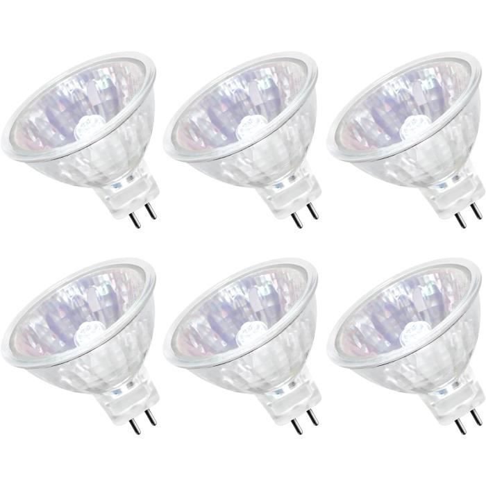 Comyan Lot de 6 ampoules halogènes MR16 50W 12V GU5.3, culot à 2 ...