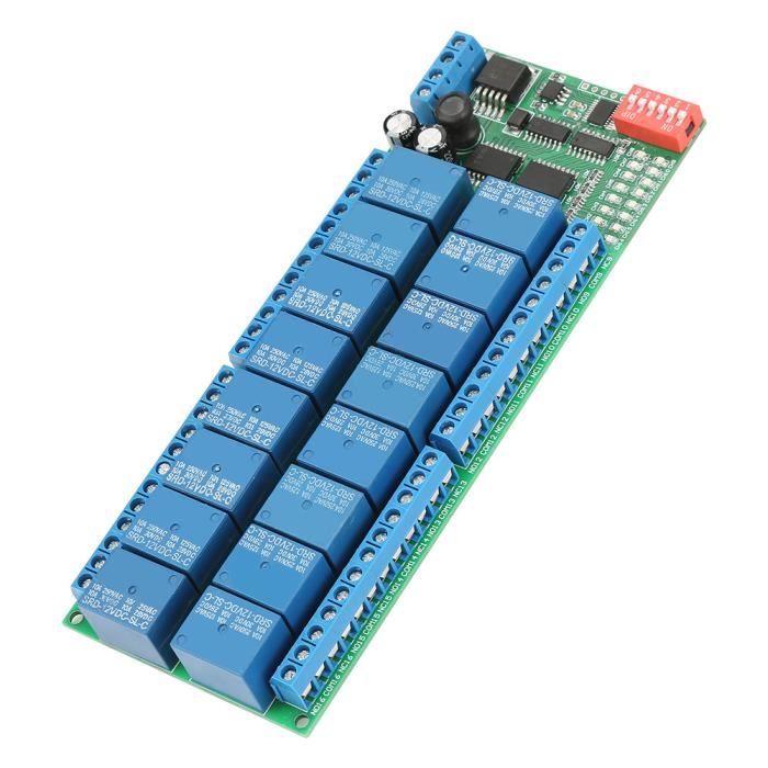 Relais 16 canaux Module de relais MODBUS RTU , 12V DC, 16 canaux, carte ...