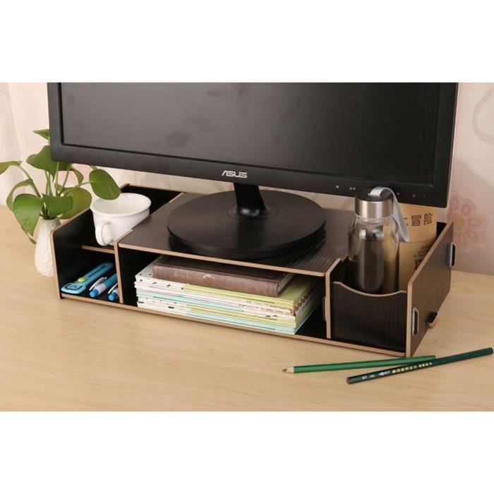 Support De Moniteur En Bois Réhausseur D'Écran Organiseur De Bureau ...