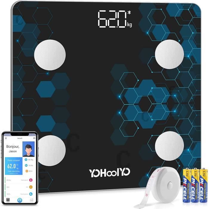 Yohoolyo Pèse Personne Connecté Électronique Balance Connecté Bluetooth Avec 14 Données ...