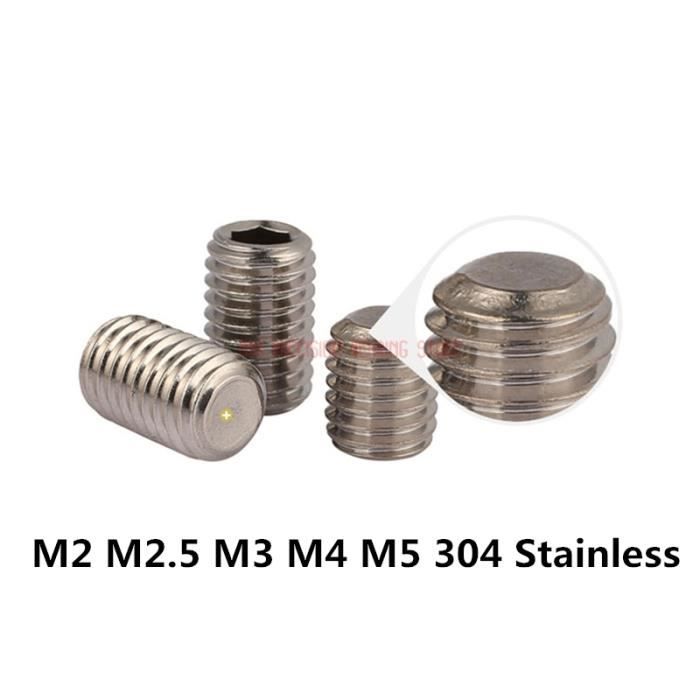 M2.5-10mm -Vis sans tête à filetage métrique en acier inoxydable 304, douille hexagonale à ...
