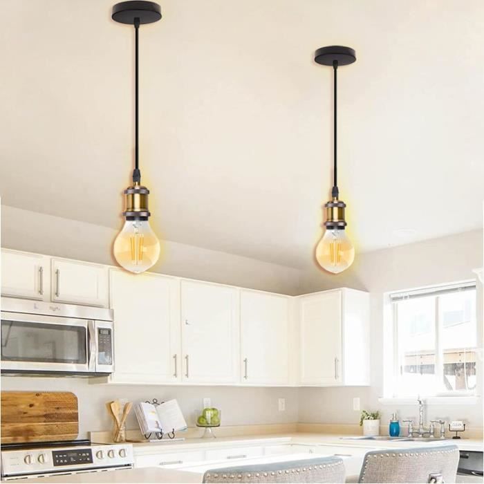U-Do LOT DE 3 Lustre Suspension style Vintage Lampe en Fer Rétro Lustre ...