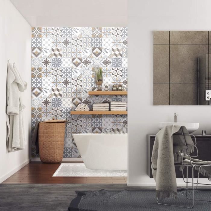 (24 Pièces) Stickers Carrelage Adhésif 15X15 Cm - Sticker Autocollant ...